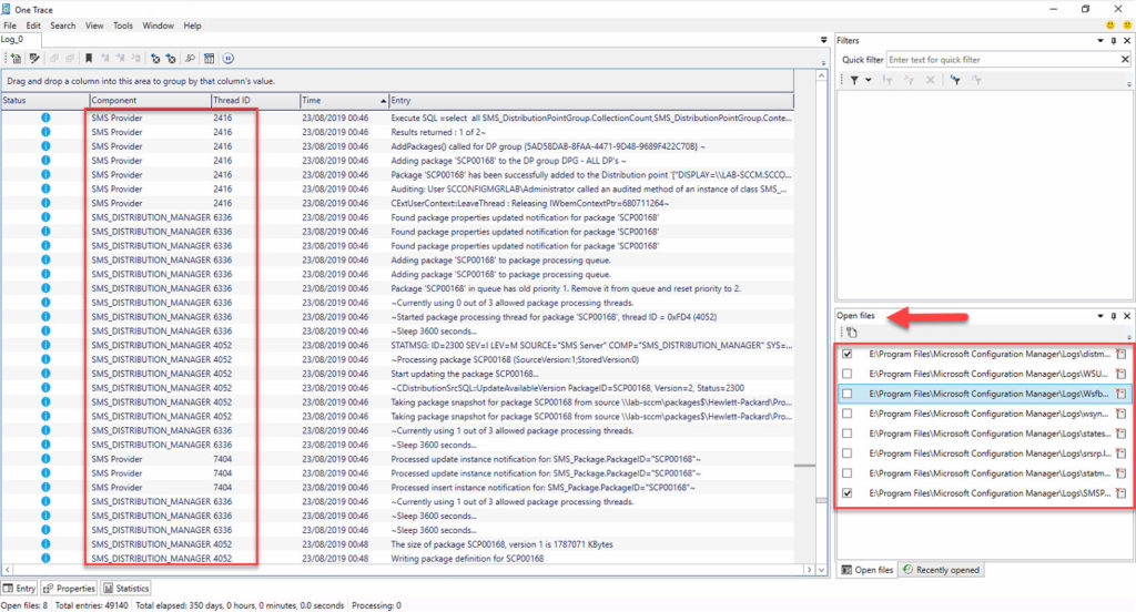 Read Log Files in ConfigMgr 1906 Support Center OneTrace